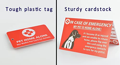 CloceanBrand My Pets, Dogs & Cats are Home Alone Alert Key Tag Keychain Emergency Contact Wallet Card Folded - 2 Writable Back Sides