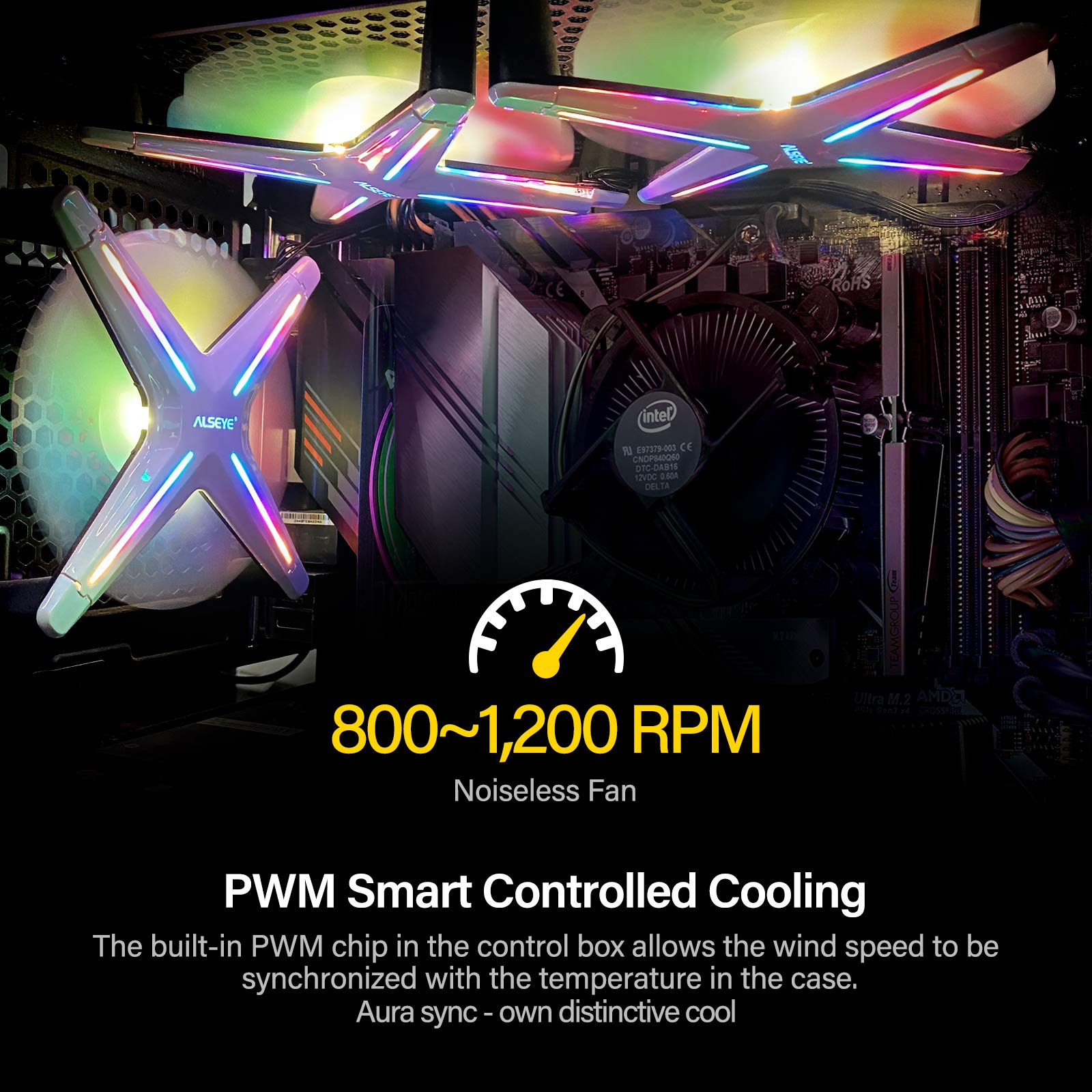 5-Star Compatible Ink Case Fan PWM Fan 5V 3 PIN Addressable RGB Fan Slim Fan for Radiator/CPU Cooler/Computer Case