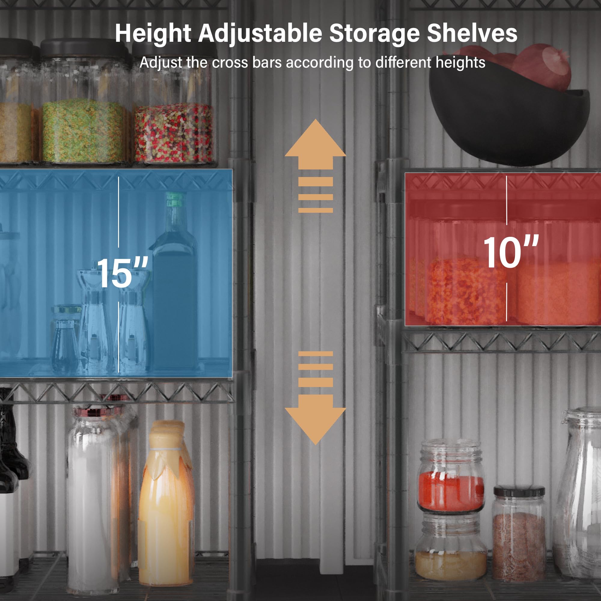 AHEONLAR 3 Tier Grey Storage Racks and Shelving - Heavy Steel Material Pantry Shelves - Adjustable Storage Shelf Metal Storage Rack Wire, Suitable for Warehouses, Closets, Kitchens…