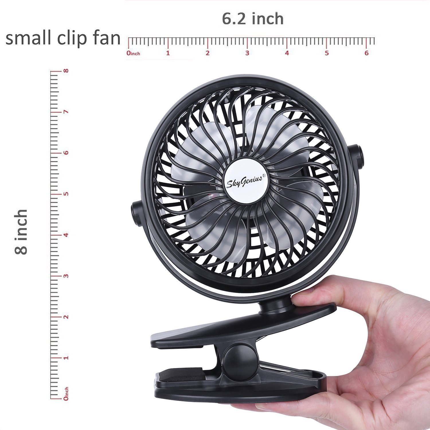 BRIGENIUS Battery Operated Stroller Fan, Portable Clip on Mini Desk Fan with 2600mAh Rechargeable Battery, USB Powered Clip Fan for Baby Stroller Office Outdoor Travel