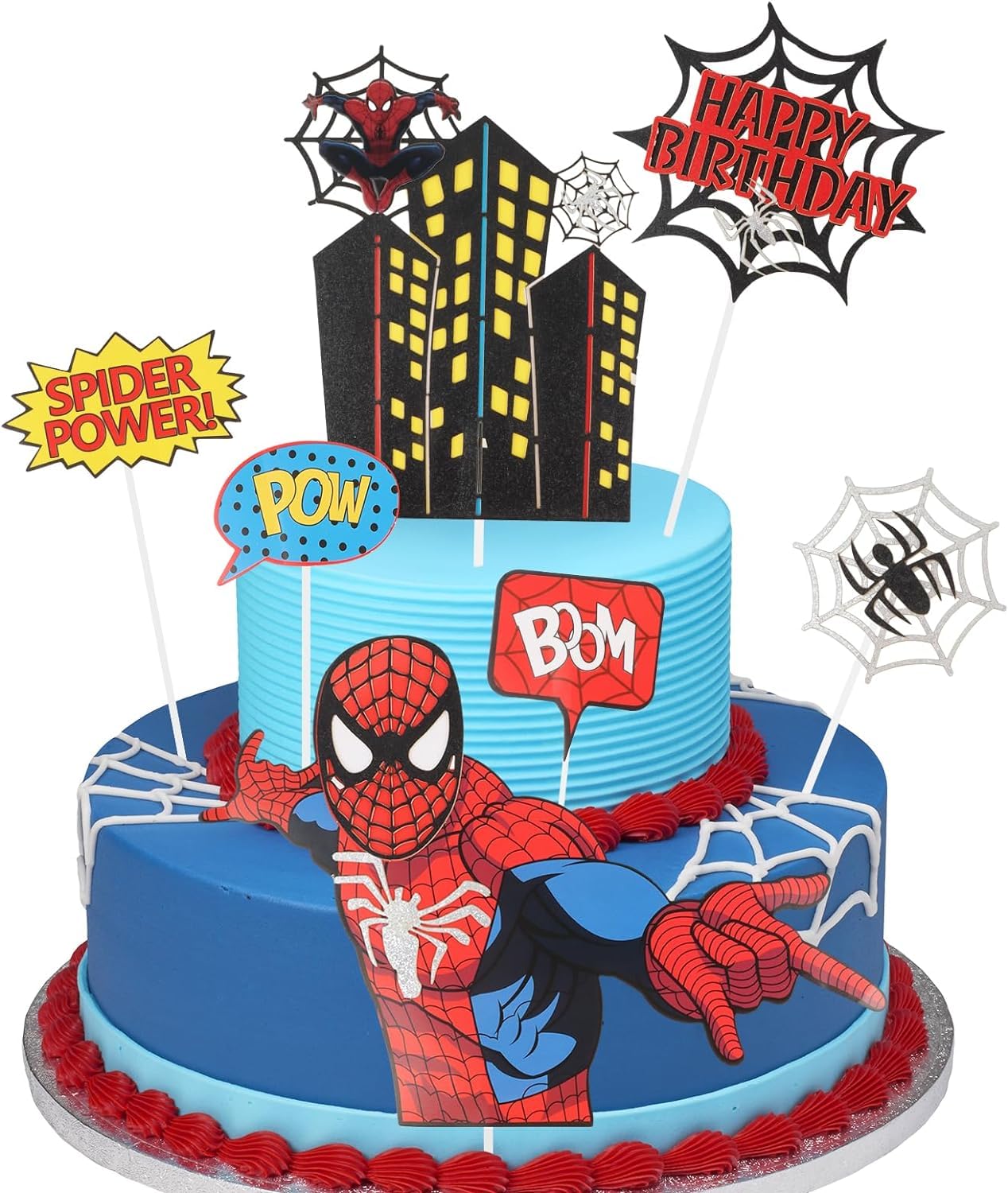 7 Pcs Red Spider Cake Topper Cupcake Toppers Cake Decorations Birthday Party Supplies Toppers for Children