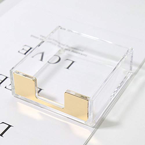 MultiBey Sticky Notes Memo Pad Holder Dispenser Rose Gold with Clear Desk Supplies Organizer Accessories for Office Home Schools (Gold)