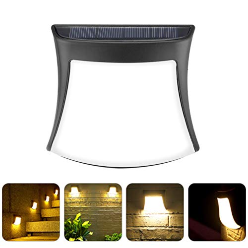 BESPORTBLE 2PCS Solar Powered Stair Light Water Resistant LED Warm Light Step Fence Lamp Landscape Decorative Lamps for Home Garden Patio Yard