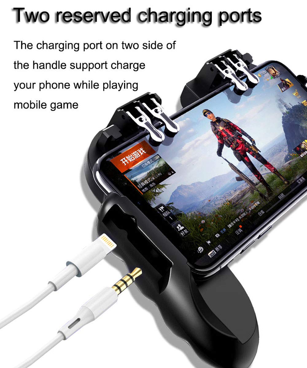 4 Trigger Mobile Game Controller with Cooling Fan for PUBG/Call of Duty/Fortnite [6 Finger Operation] YOBWIN L1R1 L2R2 Gaming Grip Gamepad Mobile Controller Trigger for 4.7-6.5" iOS Android Phone