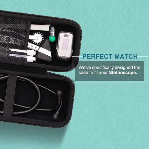 Stethoscope Case - LTGEM Hard Case for 3M Littmann Classic III Monitoring, MDF Acoustica Deluxe Lightweight Dual Head Stethoscope. Mesh Pocket for Accessories