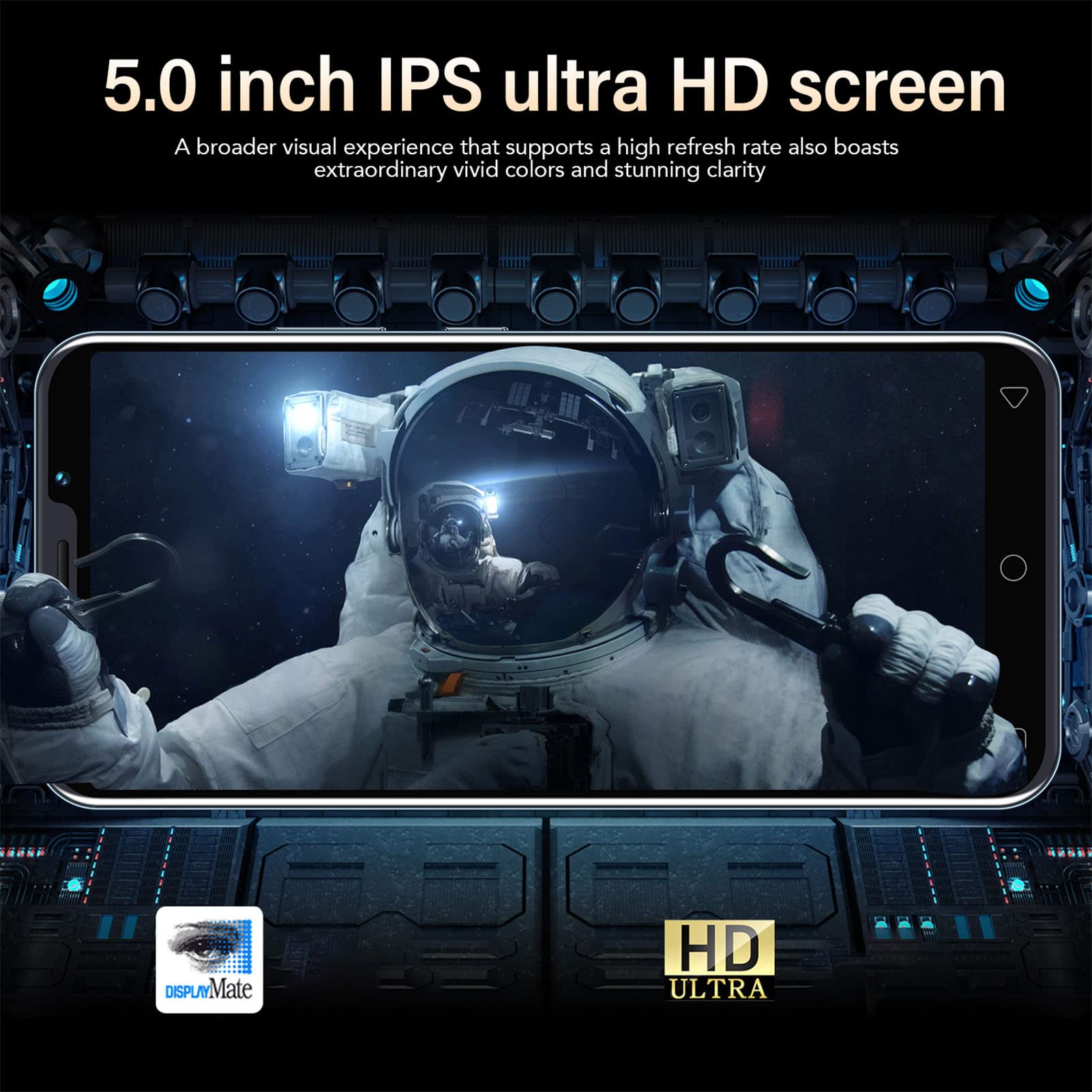 5.0 Inch Smartphone, 4GB RAM 32GB,10 Cell Phone, Blue, Ultra HD Screen, 8MP Camera, GPS Navigation, Multi Functions (US Plug 100β240V)