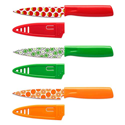 Hampton Forge 3PiecePrintedParingKnives withBladeGuards, Stainless Steel