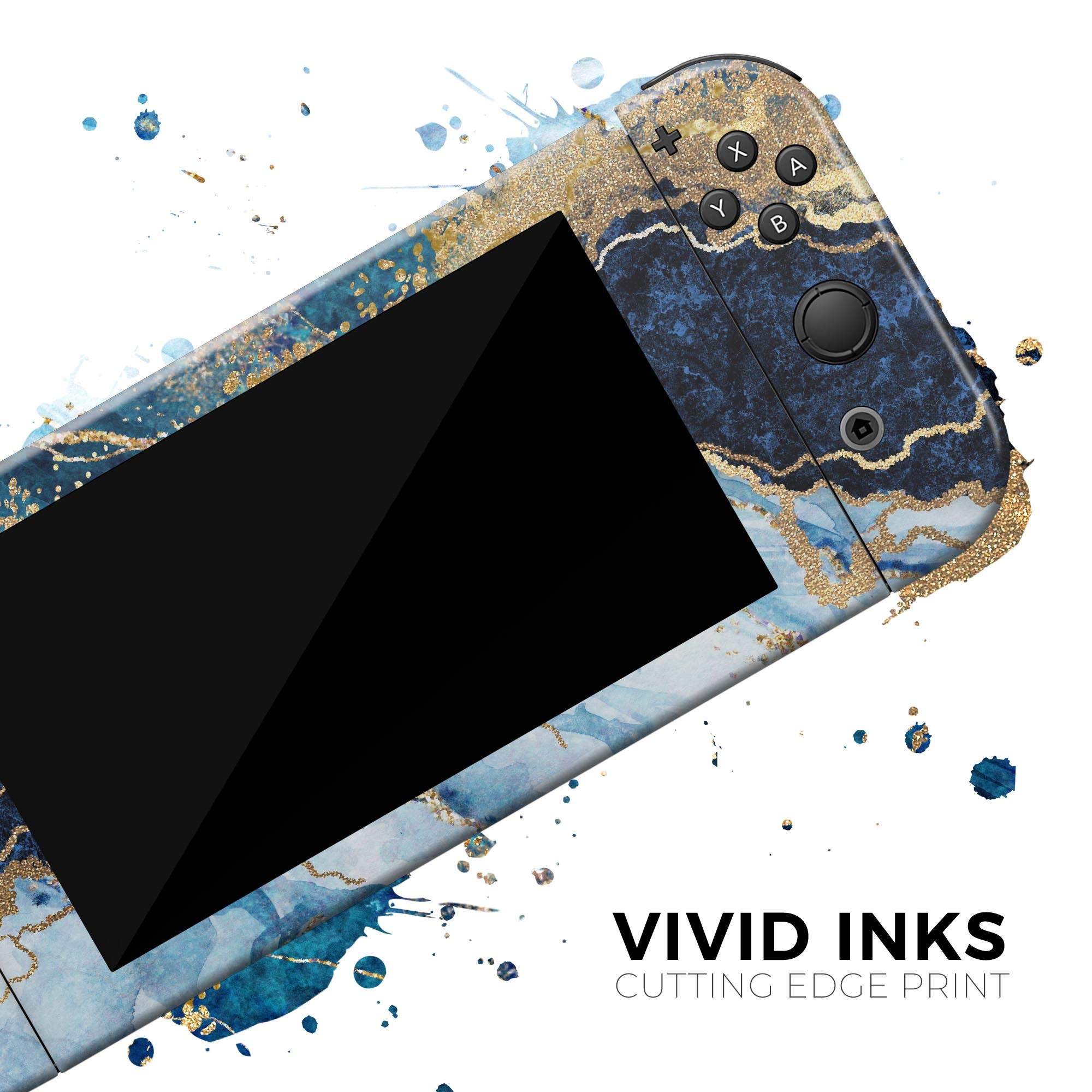 Design Skinz Foiled Marble Agate - Skin Decal Protective Scratch-Resistant Removable Vinyl Wrap Kit Compatible with The Nintendo Switch Console, Dock & JoyCons Bundle