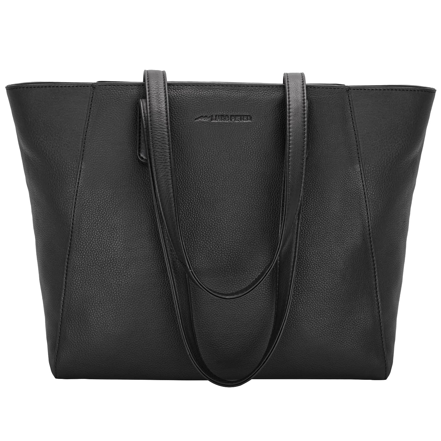 MARC PETER Lisa Black Real Leather Tote Bag for Women | Top Handle Satchel | Women Fashion Shoulder Bag