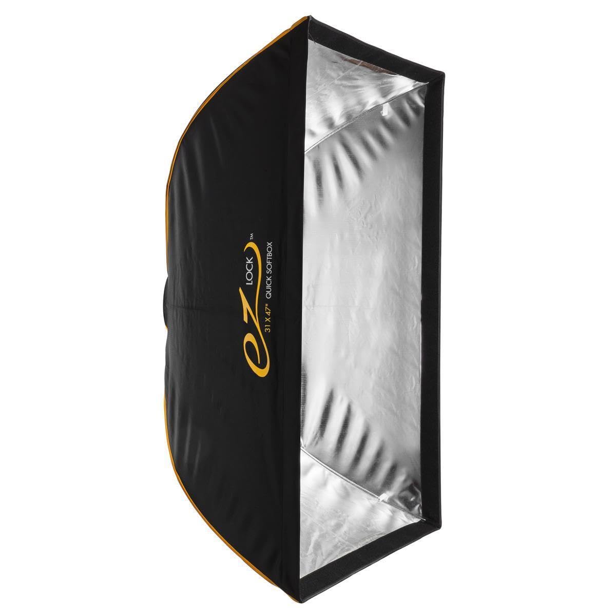 Glow EZ Lock 31x47 Quick Strip Rectangular Bowens Mount Softbox Lighting Kit with External, Internal Diffusers, Deflector Disk and Eggcrate Grid, Folding Softbox for Photography Studio Lighting