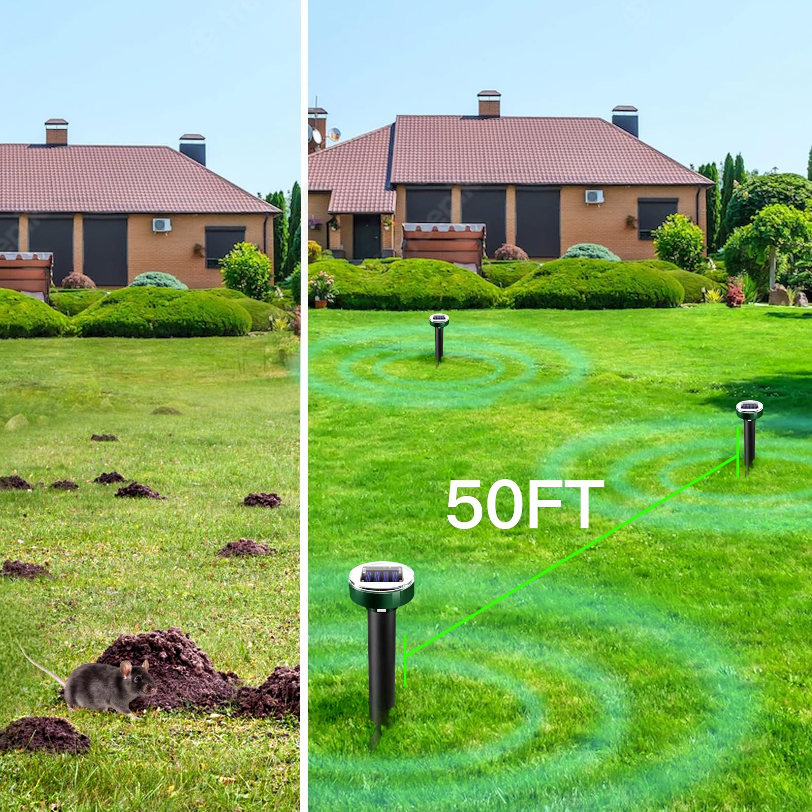 6 PK Mole Upgrade Solar Repellent for Lawns Gopher Repellent Ultrasonic Powered Mole Repellent Deterrent Snake Repeller Mole Repellent Outdoor Lawns Yard Garden