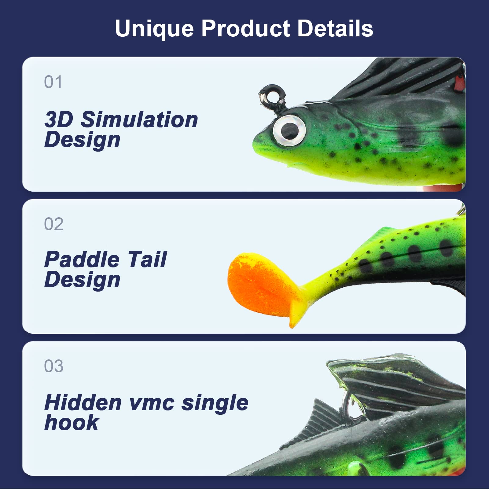 4 Pcs Pre-Rigged Jig Head Soft Fishing Lures, Paddle Tail with Spinner Blade Weedless Bass Lure, Fishing Baits for Freshwater& Saltwater