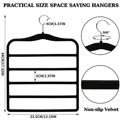 Closet Organizers and Storage,3 Pack Velvet Pants-Hangers-Space-Saving,Non Silp 5 Tier Scarf Jeans Closet Organizer,Dorm Room Essentials for College Students Girls Boys Guys,Organization and Storage