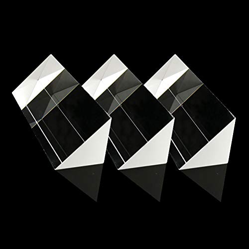 Glass Triangular Prisms for Refraction Education in Classrooms, Great Spectrum Rainbow Maker, 3 Pack