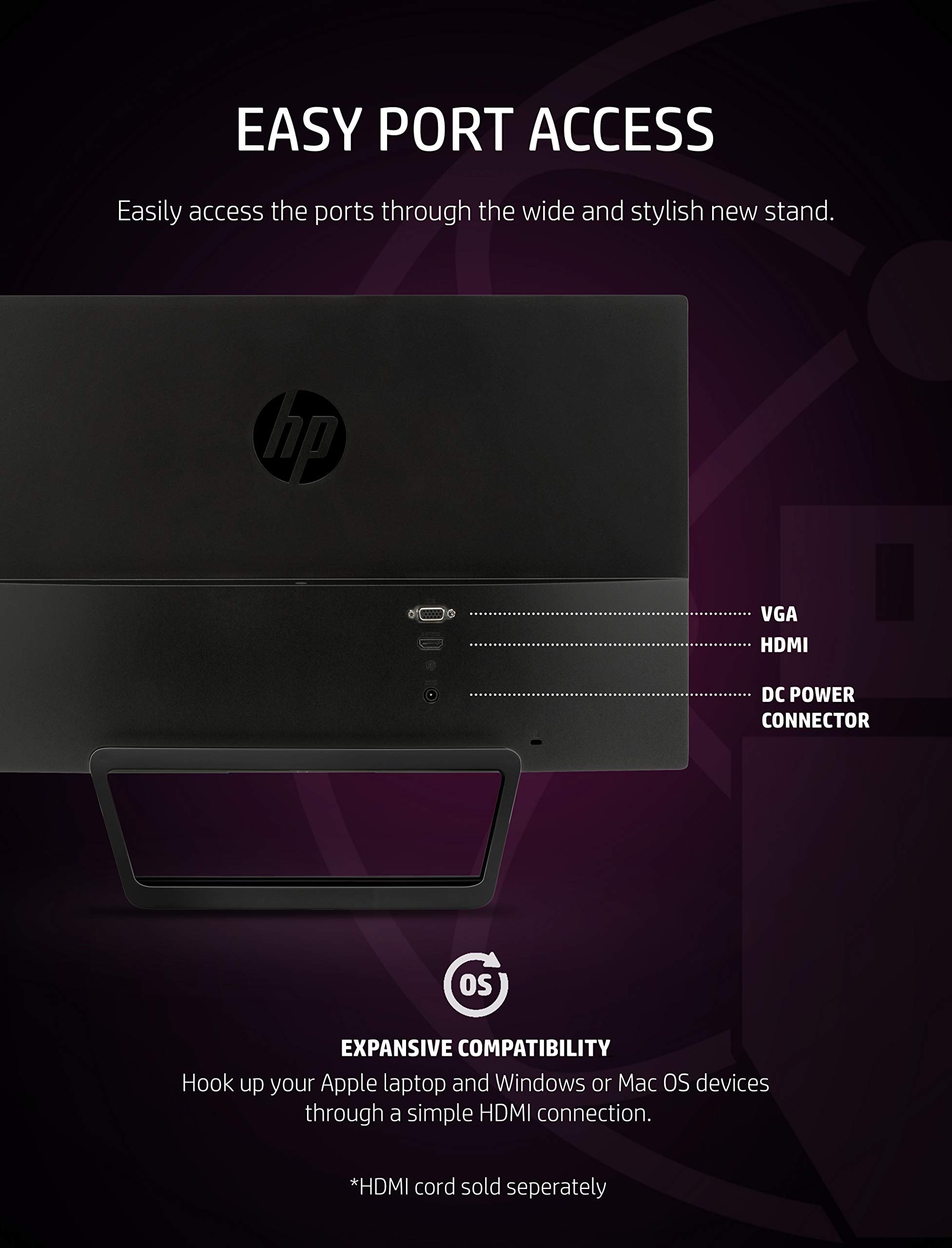 HP Pavilion 22CWA 21.5 IPS LED Monitor 1920x1080 Full HD HDMI VGA (Renewed)