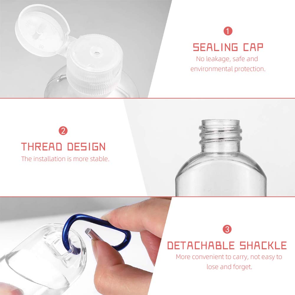 Refillable Travel Bottles Containers with-Clip - XMWangzi, with Filp or Nozzle, Empty Plastic Bottles, Filled with Cosmetic Oil Hand Sanitizer, Suitable for Home Office Outdoor (5 PCs)
