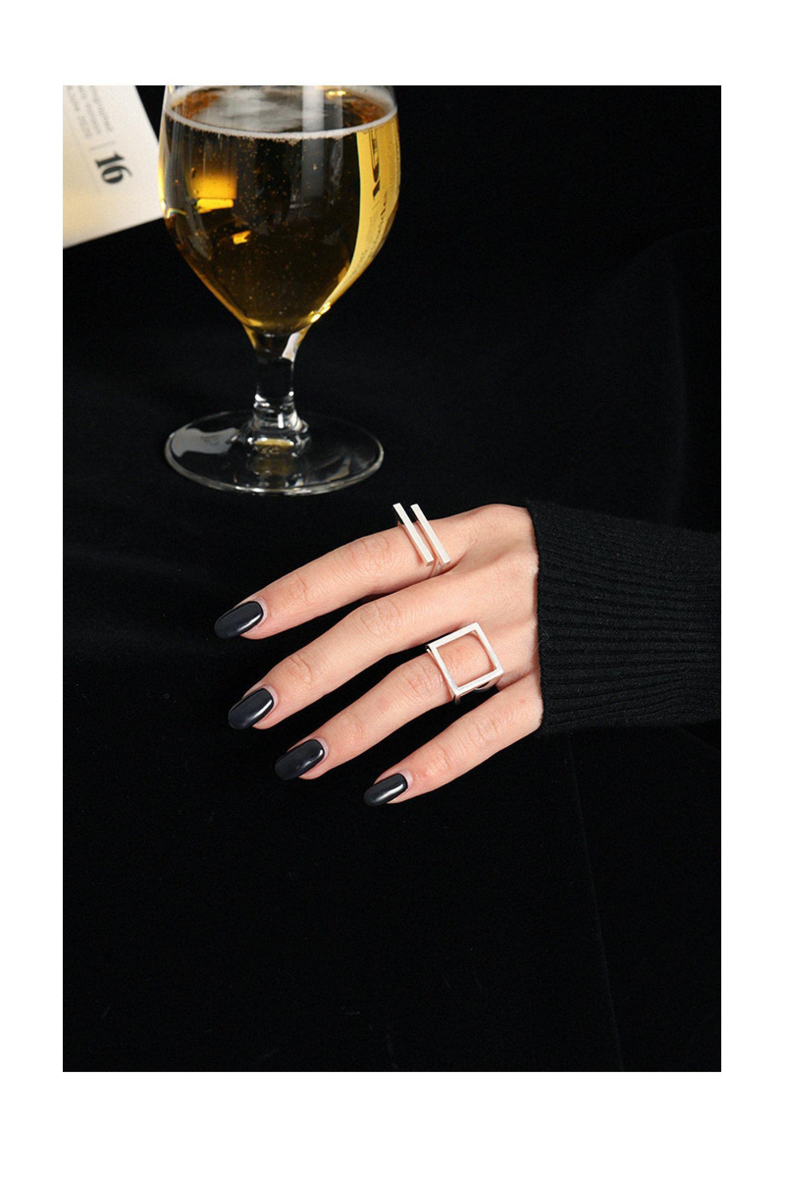 925 Sterling Silver Open Ring, Geometric Double Bar Women'S Jewelry Silver