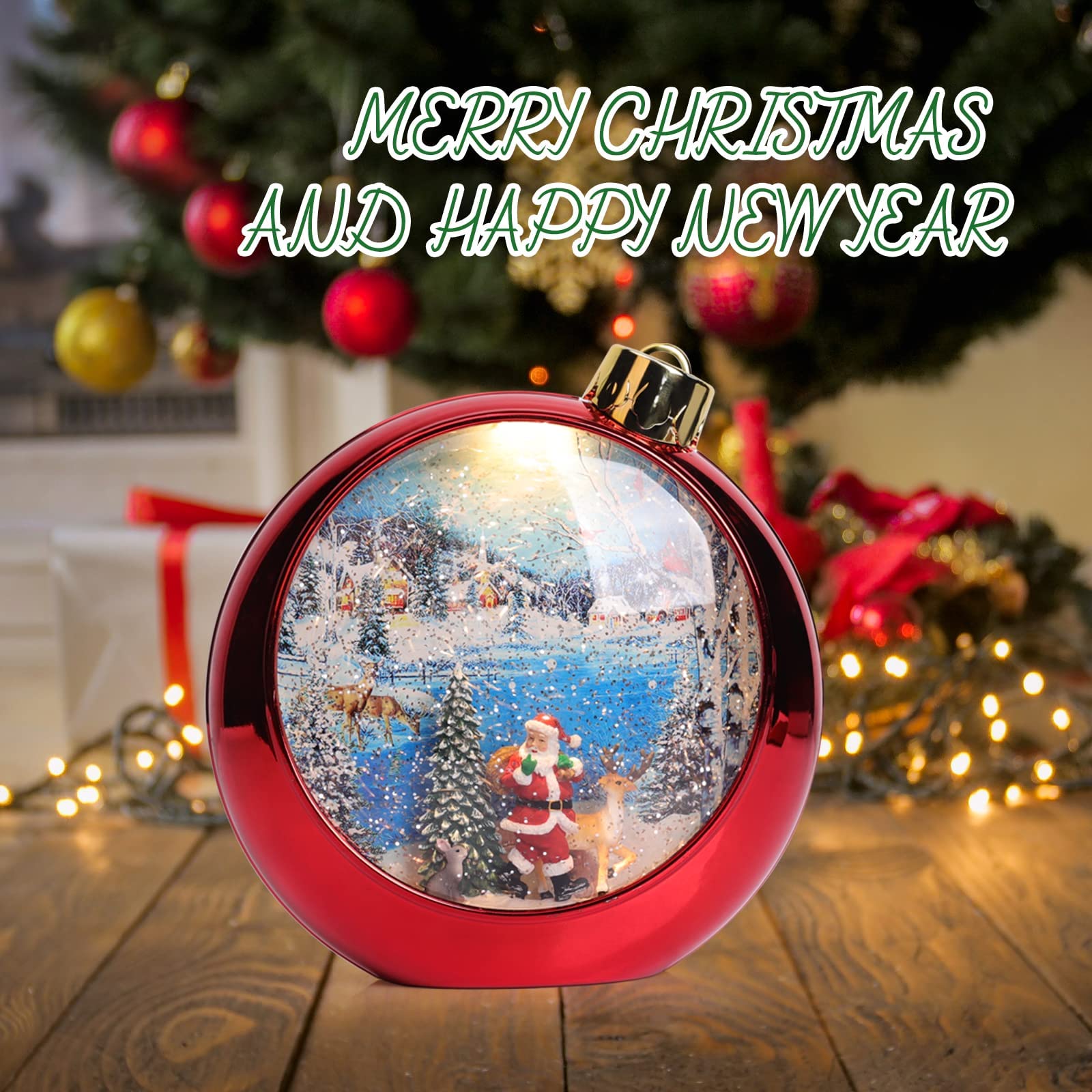 Christmas Snow Globe Lantern Red Snow Globes Musical Lantern 6H Timer Glitter Lantern Chritmas Battery Operated Snowglobe Santa Snow Globe Swirling Glitter Musical Snow Globe Lantern