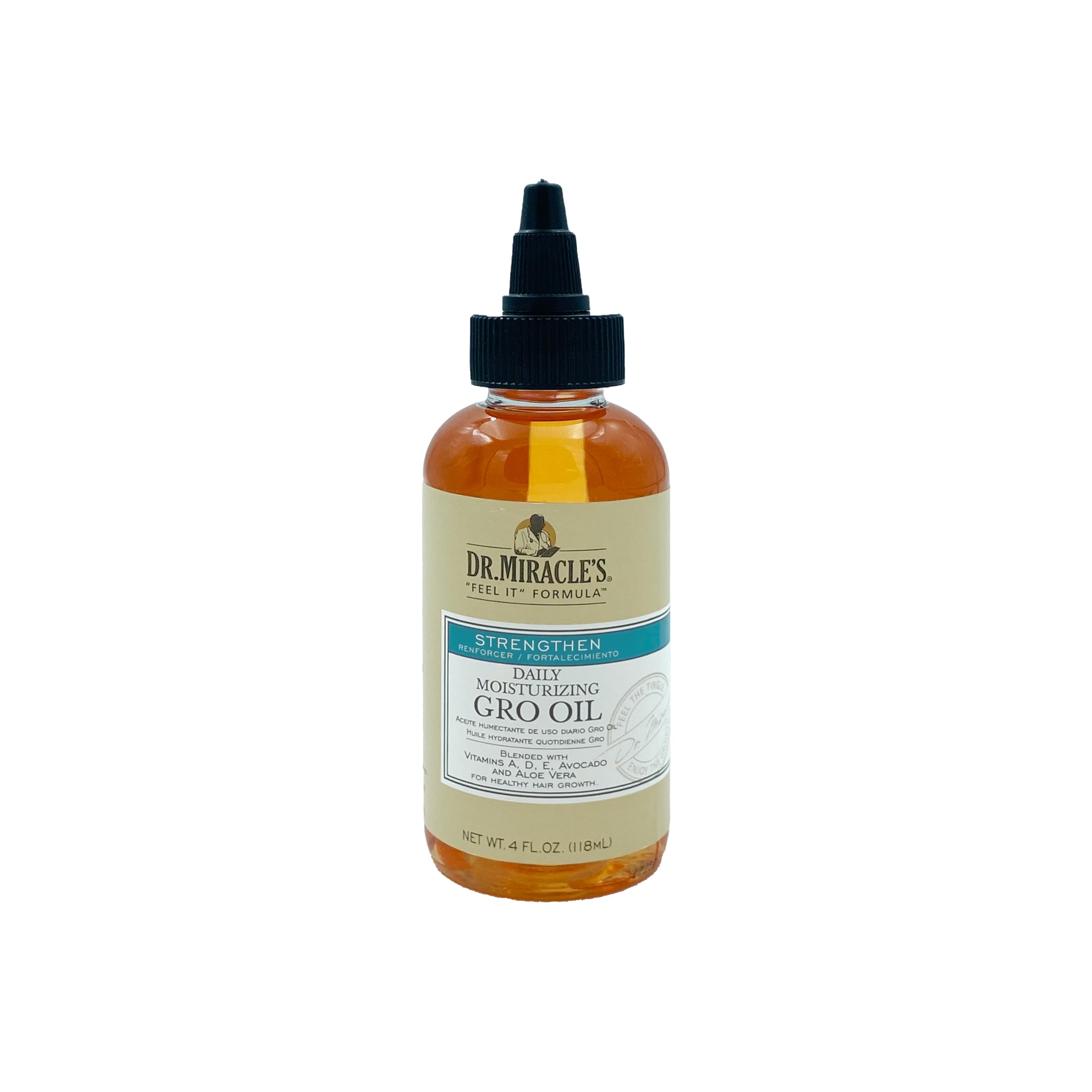 Dr. Miracle's Daily Moisturizing Gro Oil, Blended with Vitamins A, D, E, Avocado & Aloe Vera For Healthy Hair Growth, 4 Ounce