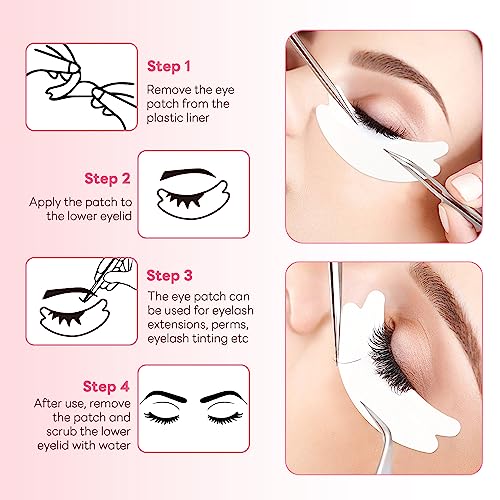 AuReve 50 Pairs under eye patches,eye pads lash extensions add hyaluronic acid,Eyelash Extension Under Eye Gel Pads suitable for most people
