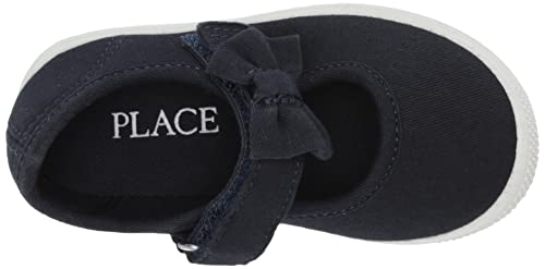 The Children's Place,baby-girls,Slip on Sneakers,Uniform Bow Strap Canvas Sneakers,Navy,10 Toddler