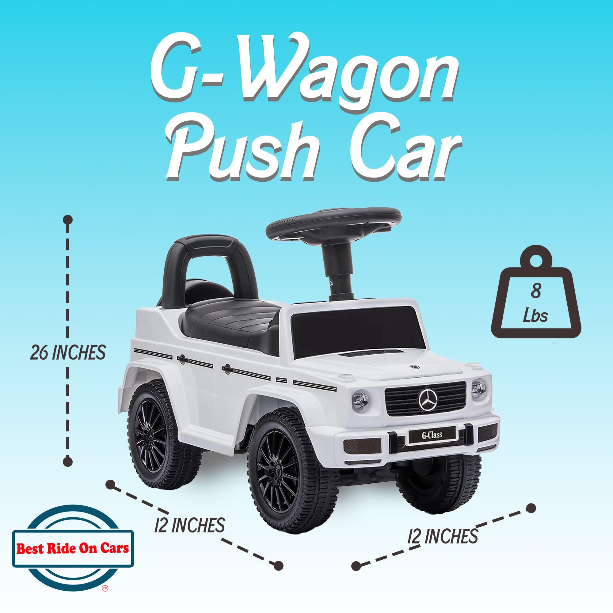 Best Ride On Cars Mercedes G-Wagon Push Car, White, Large
