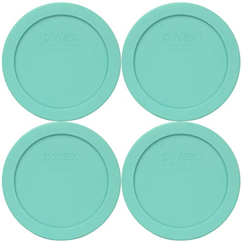 Pyrex Bundle - 4 Items: 7200-PC 2-Cup Sea Glass Plastic Food Storage Lid, Made in the USA