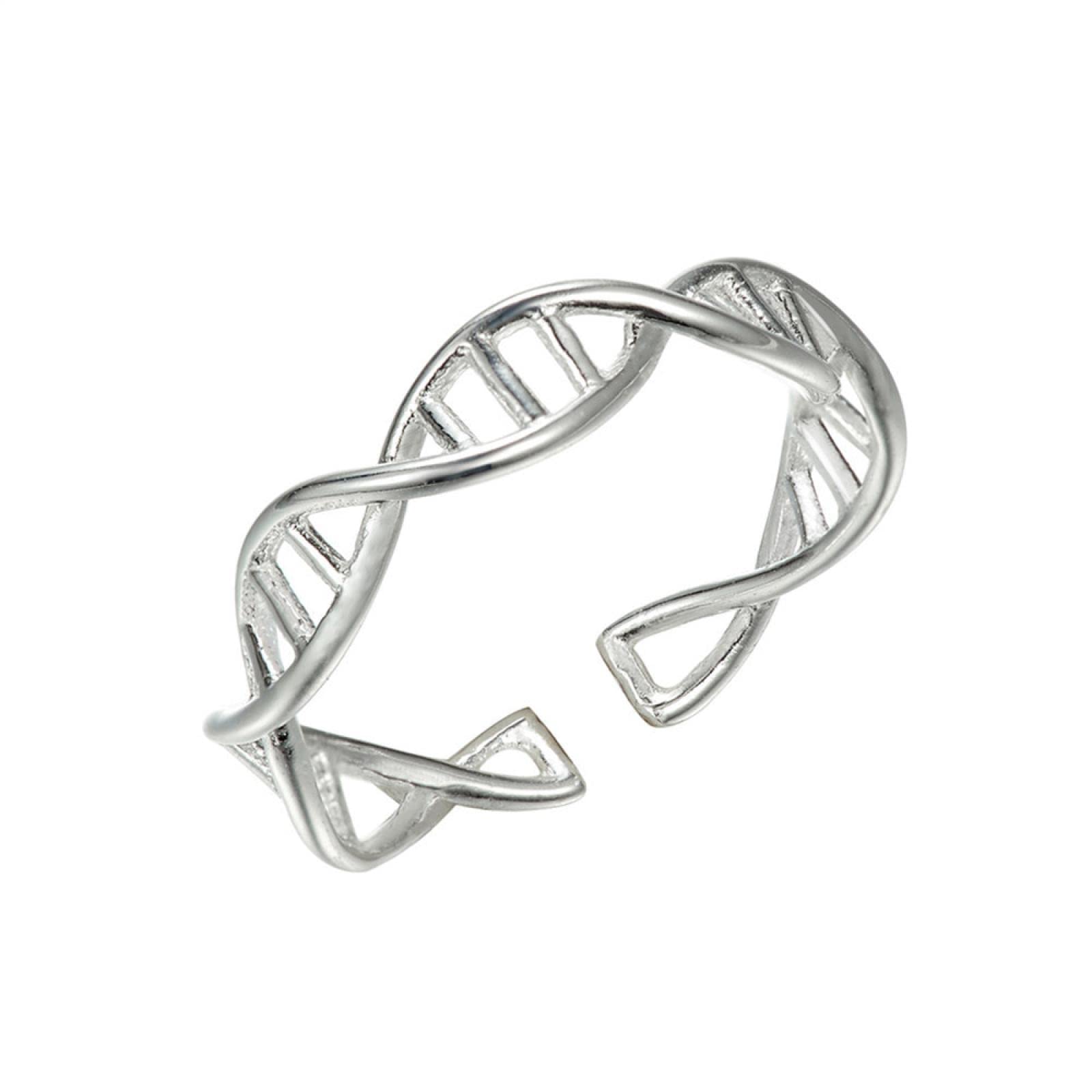 925 Sterling Silver, DNA Double Helix Open Rings, Women's Jewelry (Color : Silver)