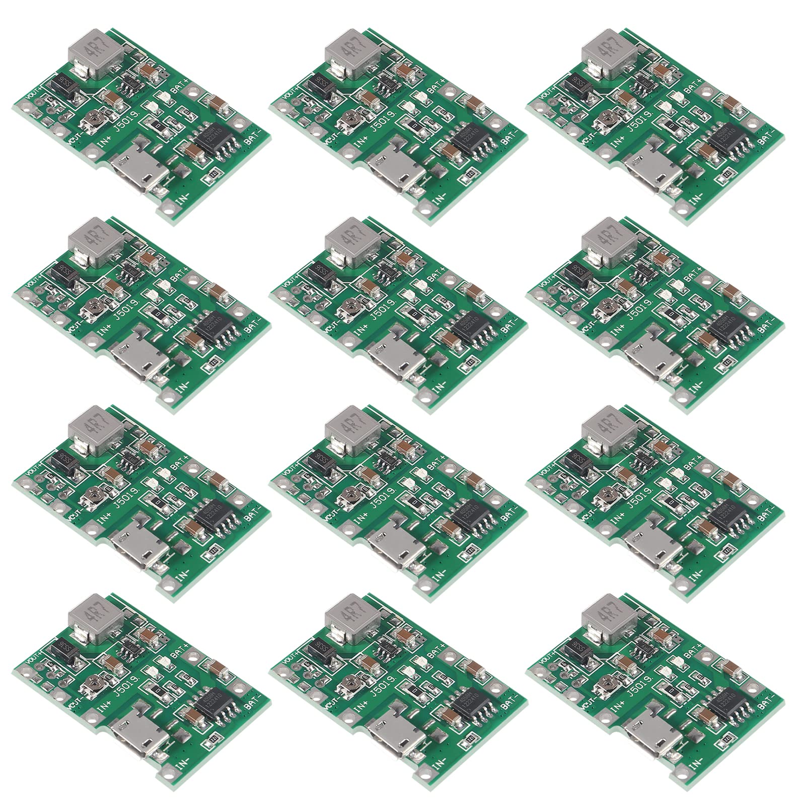 ALMOCN 12pcs 18650 18650 Lithium Li-ion Battery Charger Module 2A USB TP4056 Adjustable Boost Module DC-DC 3.7V to 5V 9V 12V Step Up Boost Module DIY Kit Parts
