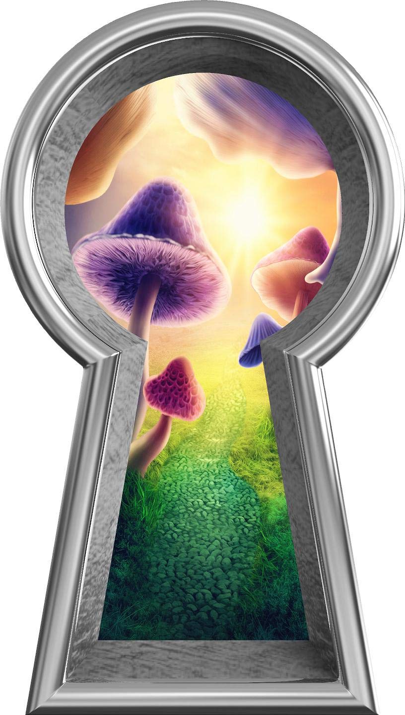 Silver Keyhole Wall Decal Magic Mushroom Wonderland Removable Vinyl Mural Decorations Wall Art for Childrens Nursery Decor 16 inch