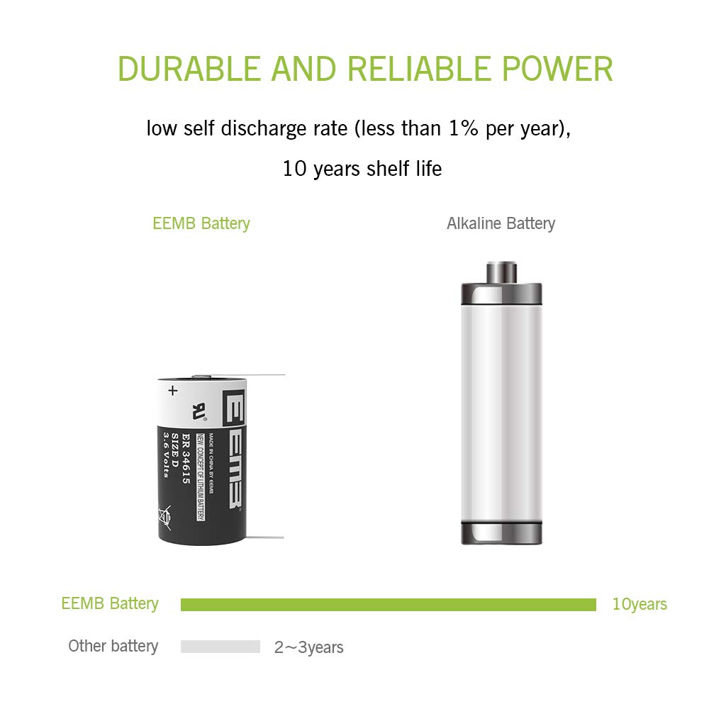 EEMB 10Pack ER34615 D Cell Batteries 3.6V Lithium Battery 19Ah Li-SOCL₂ Non-Rechargeable Battery with Tabs LS-33600 SB-D02 XL-205F for CNC Machine Tool, Injection Molding Machine, Printing Machine