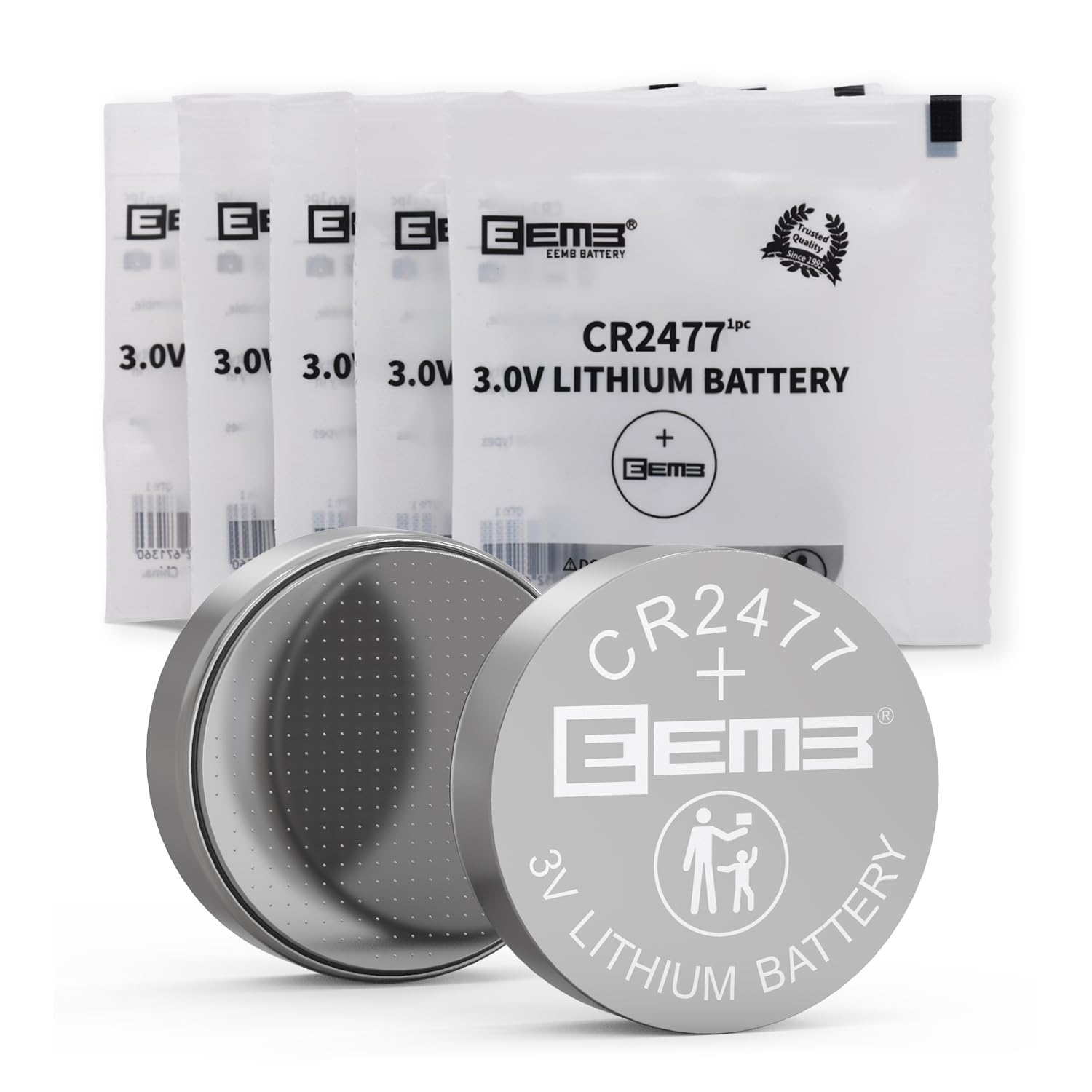 EEMB 5 Pack CR2477 Battery 3V Lithium Battery Button Coin Cell Batteries 2477 Battery DL2477, ECR2477 for Electronic Candle, Light, Remote Control, Key Fob, Alarm, Contact Sensor, Smart Devices…