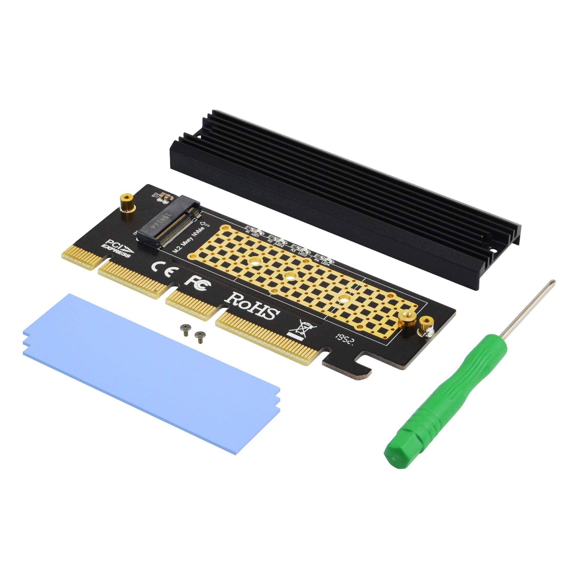 A ADWITS M.2 Key M NVME and AHCI SSD to PCIe 4X 8X 16x Adapter PCB, Compatible with Samsung 960 970 EVO PRO WD Black and More