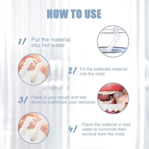 4 PCS Temporary dentures with Veneer for Both Men and Women, Covering Imperfect Teeth,Nature and Comfortable Veneers to Regain Confident Smile-E06
