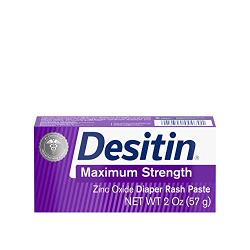 Desitin Maximum Strength Baby Diaper Rash Cream with 40% Zinc Oxide for Treatment, Relief & Prevention, Hypoallergenic, Phthalate- & Paraben-Free Paste, Travel Size, 2 oz (Pack of 6)