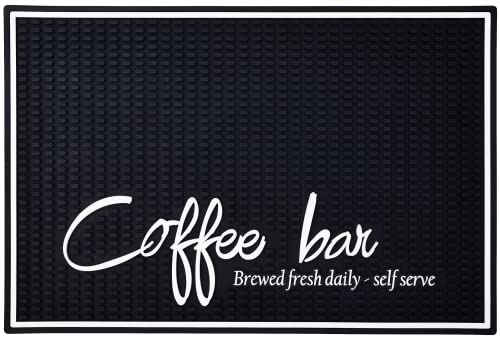 Elevate Your Coffee Game with the Ultimate Coffee Bar Mat for Countertop - Spill-Proof, Large 18 x 12" - Protect Your Countertop with our Durable Rubber Coffee Mat  - Perfect Coffee Station Accessory