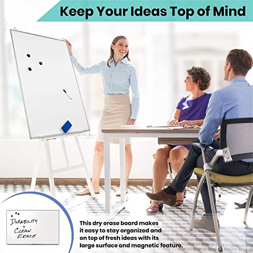 Officeline Ultra-Slim, Lightweight Magnetic Dry Erase Board & Accessories (Includes Whiteboard Pen & Pen Tray, 3 x Magnets & Eraser) (18 x 24 Inch)