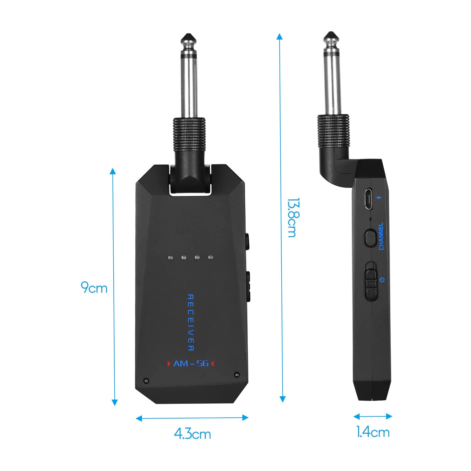 5.8GHz Wireless Guitar System, Rechargeable Wireless Guitar Transmitter Receiver Guitar Accessories Audio Wireless Transmitter Receiver for Electric Guitar Bass