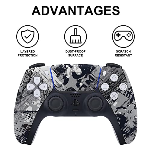 Abstract Tire Tracks Full Protective Skin Cover Design Wrap Decal Sticker Compatible with PS5 Digital Edition Console and Controller
