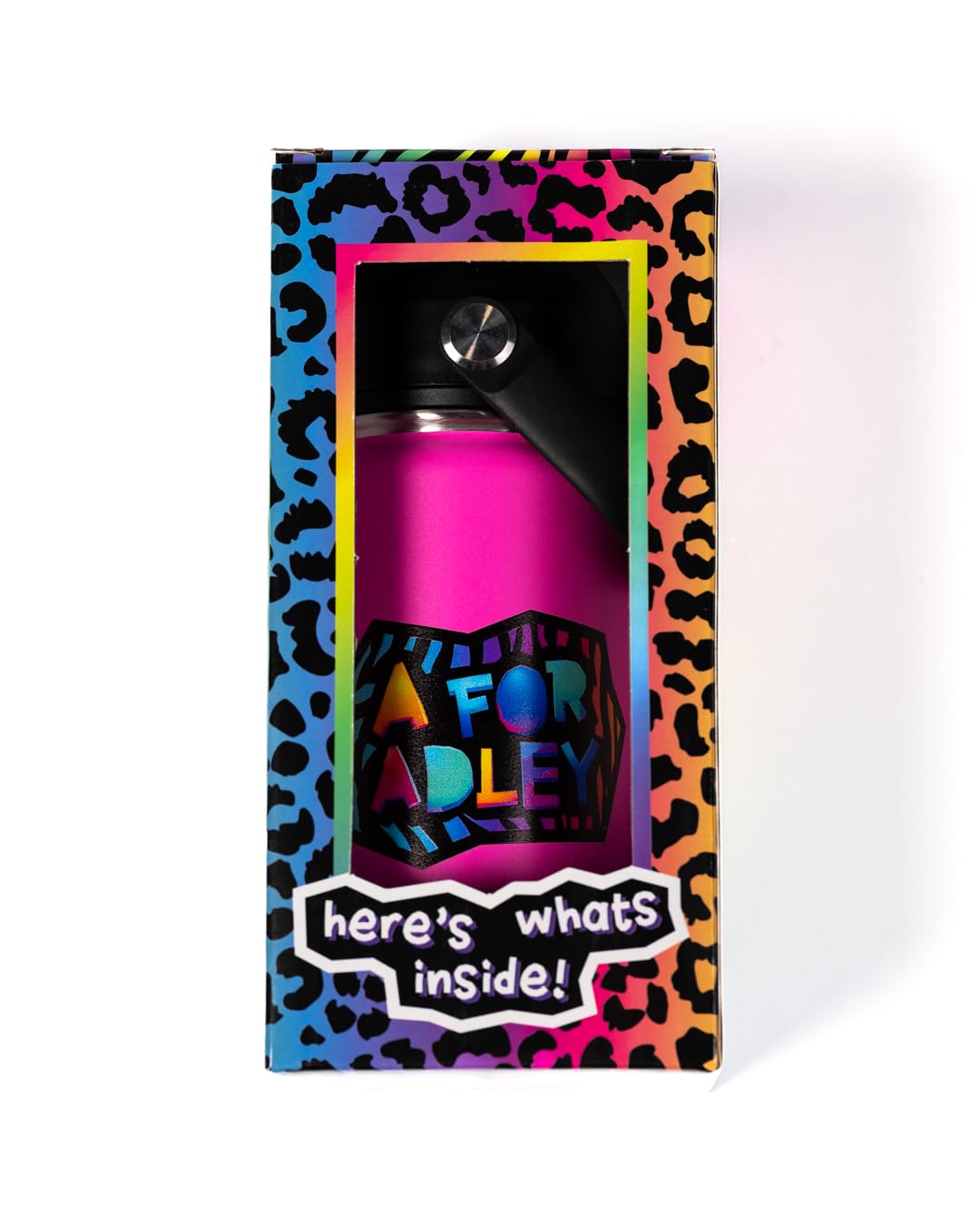 A FOR ADLEY Merch Official Product Adley's Super Cold and Colorful Neon Rainbow Water Bottles For Fun, School, Travel or Anytime You Would Want a Cold Drink (Neon Pink)