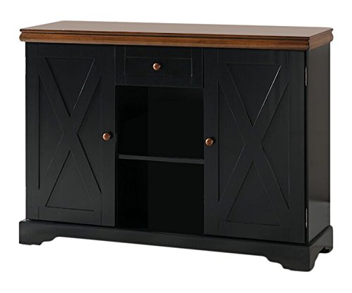 Kings Brand Furniture - Wood Buffet Cabinet Console Table, Black / Walnut