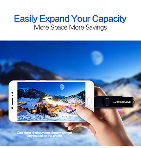 WANSENDA OTG Micro USB Flash Drive 16GB 32GB 64GB 128GB 256GB Dual USB Stick for Android Devices/PC/Tablet/Mac (64GB, Black)