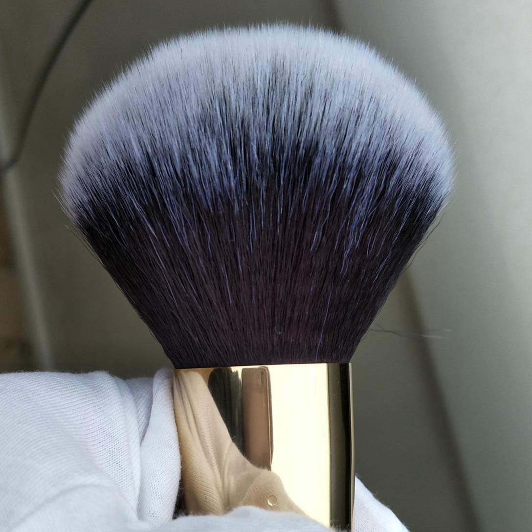 RN BEAUTY Makeup Brush Powder Brush Foundation Blush Bronzer Contour Face Blender Brush Professional Mineral Blending Buffing Kabuki Brushes Thick and Dense Soft Synthetic Fibers (Black&Golden Plus)