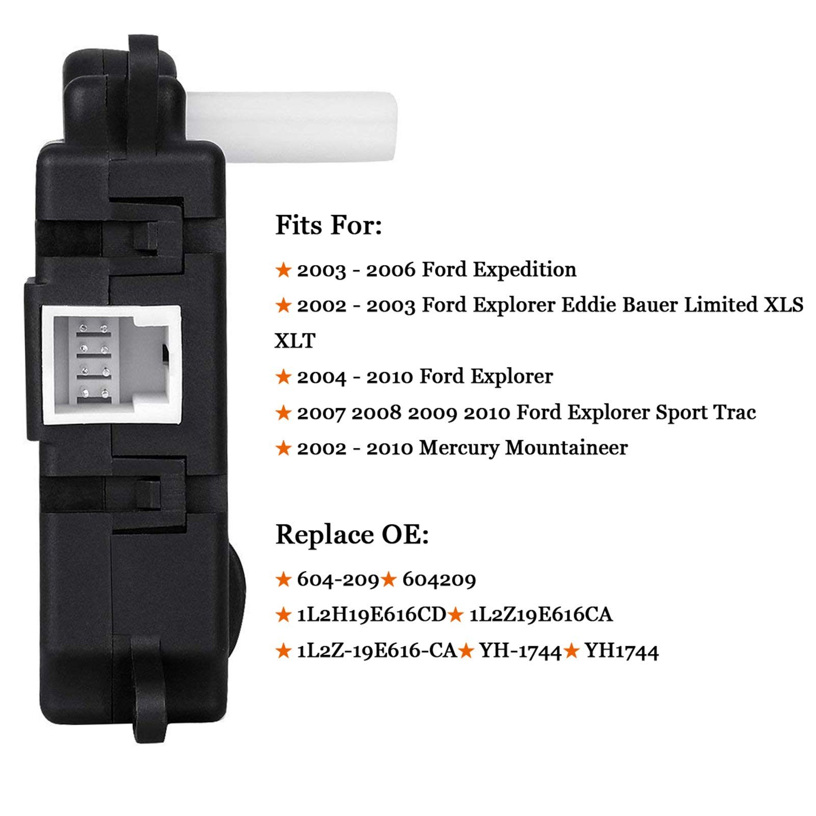 604-209 HVAC Blend Door Actuator Replacement for Ford Expedition 2003-2006 | Ford Explorer 2002-2010 | Mercury Mountaineer 2002-2010, Replaces# YH-1744 1L2Z19E616CA 1L2Z-19E616-CA