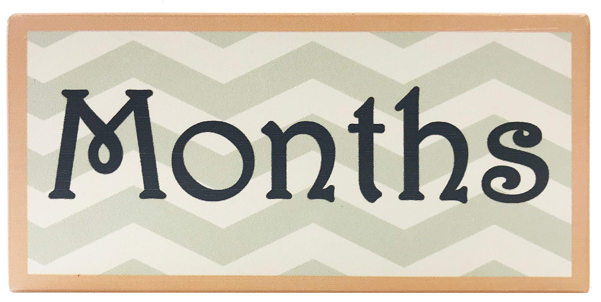 Wood Baby Milestone Age Photo Blocks Set Track Weeks, Months and Years Perfect Baby Shower Present
