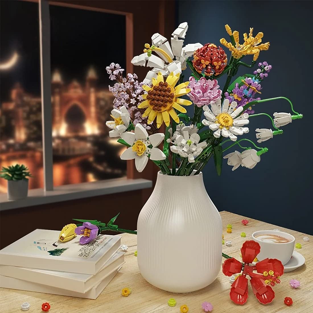 Cihely Flower Bouquet Building Blocks Kits Rose 3Pack 601239, Artificial Flowers Building Project to Release Stress and Focus The Mind, for Birthday Gifts to Adults/Teens(100+ Pieces)