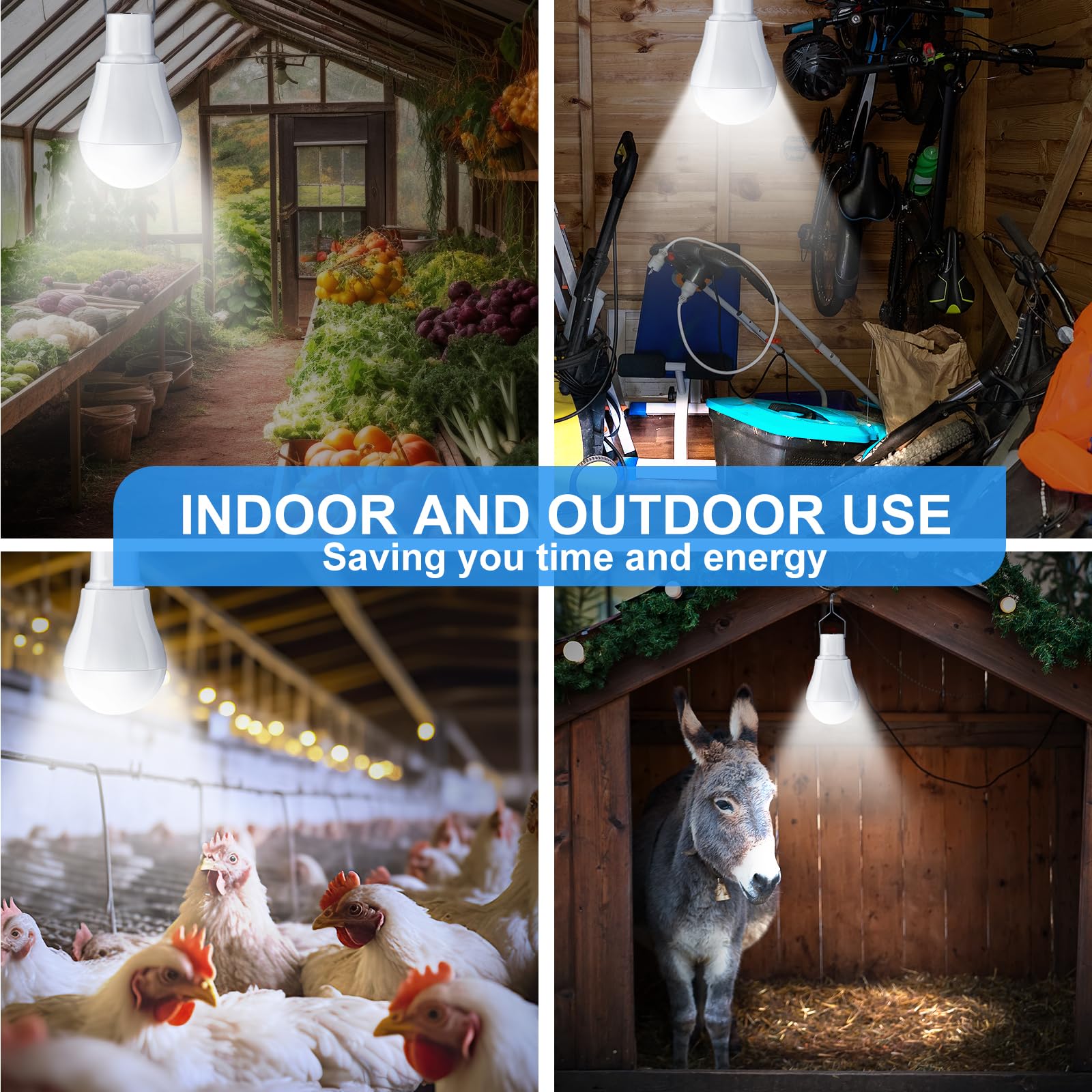 VIHOSE 4 Pcs Solar Light Bulbs Solar Powered Light Portable Emergency Light Bulb Waterproof LED Bulb Solar Camping Tent Light Indoor Outdoor Shed Night Fishing Chicken Coop