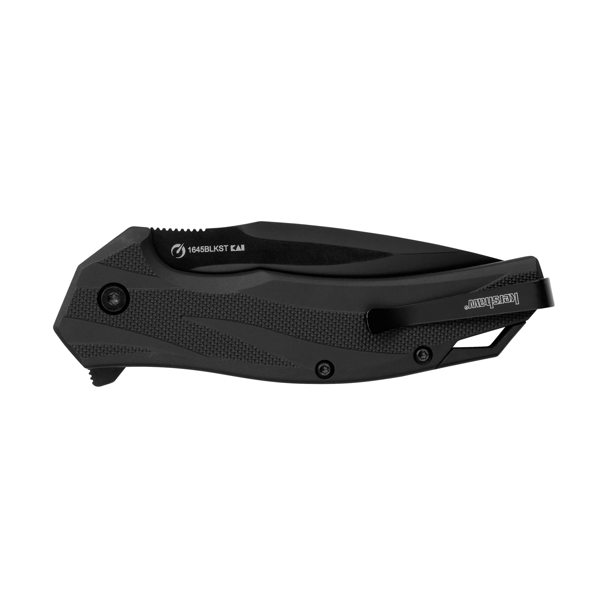 Kershaw Lateral Folding Pocket Knife, Black Serrated 3.1 inch Blade, Every Day Carry, Pocketclip