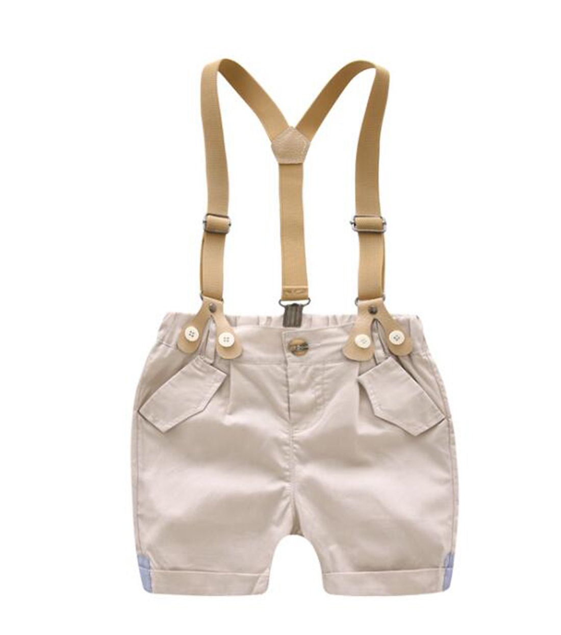 EGELEXY Toddler Baby Boys Gentleman Outfits Short Sleeve T-Shirt+Bib Pants+Bow Tie 12Pcs