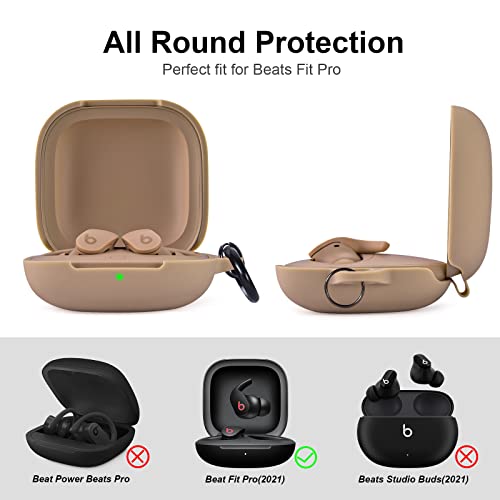 Beats Fit Pro Case Cover, AIRSPO Soft Silicone Case for Beats Fit Pro 2021 Shockproof Beats Fit Pro Earbuds Case Cover with Keychain (Dune)